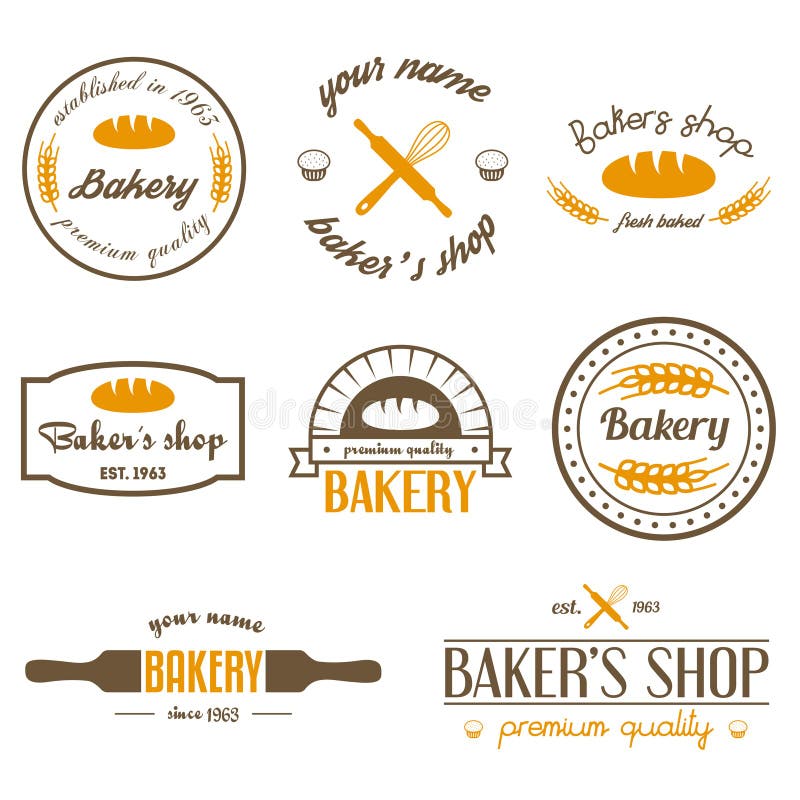 Set of Retro Vintage Bakery Labels and Ribbons Stock Vector ...
