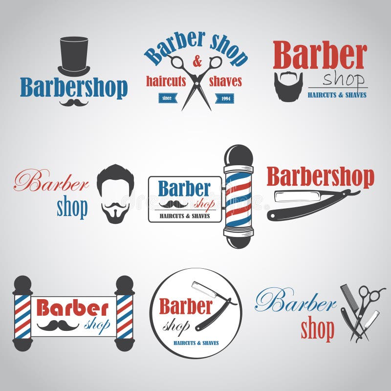 Set of Vintage Barber Shop Emblems Stock Vector - Illustration of ...