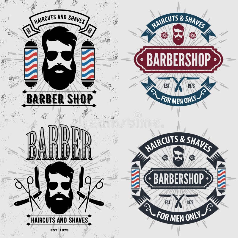 Set of Vintage Barber Shop Logos or Badges Stock Vector - Illustration ...