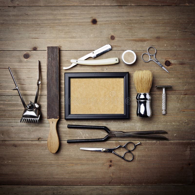 Set of Vintage Barber Shop Tools with Picture Frame Stock Photo - Image ... Set of Vintage Barber Shop Tools with Picture Frame Stock Photo - Image ...
