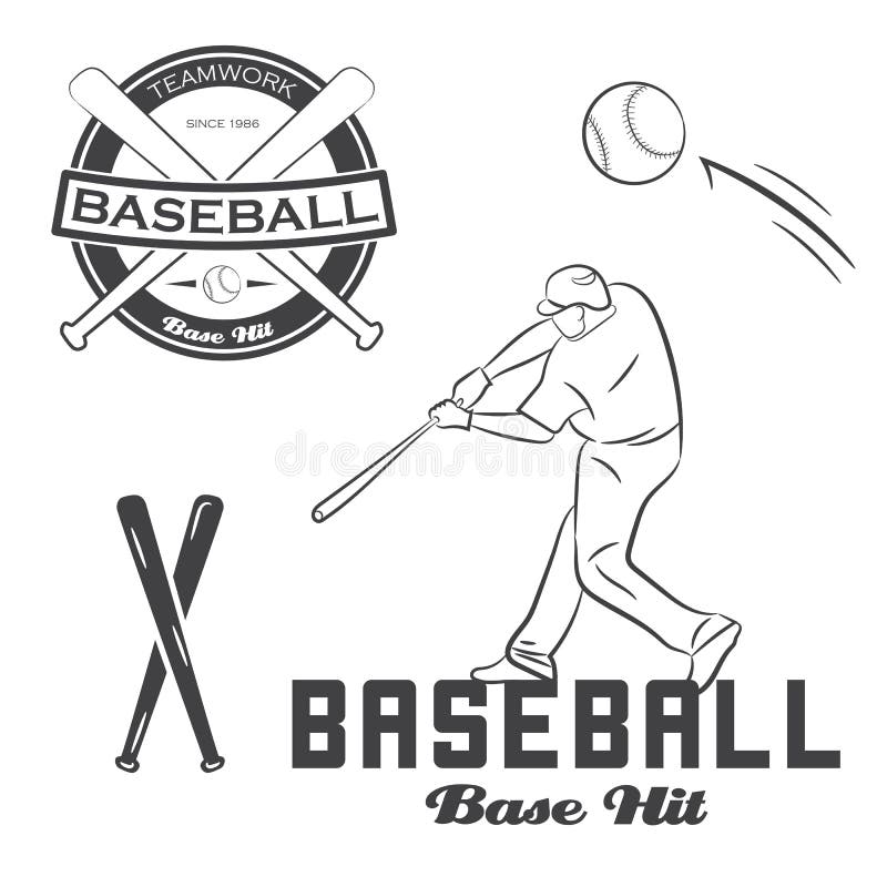 Set of Vintage Baseball Label, Bat and Ball. Stock Vector ...