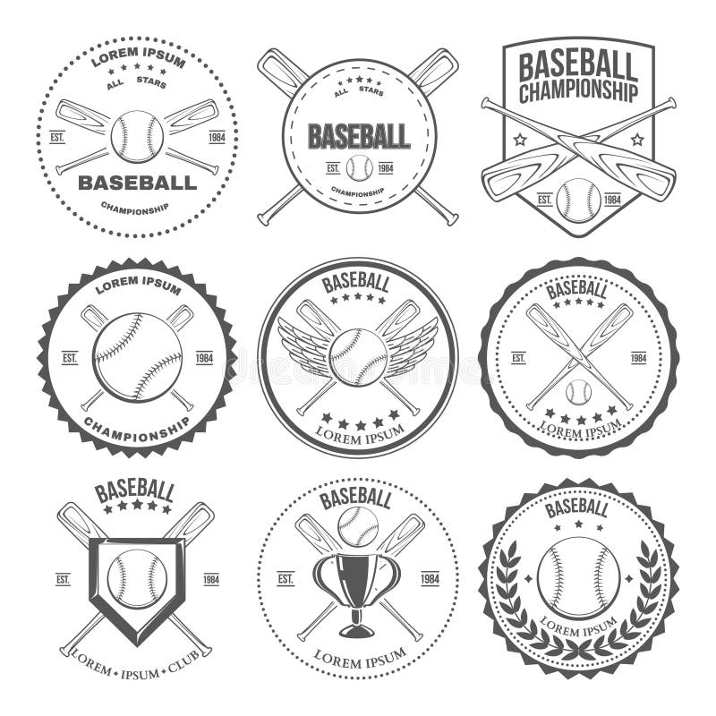 Set of Vintage Baseball Labels and Badges Stock Vector - Illustration ...