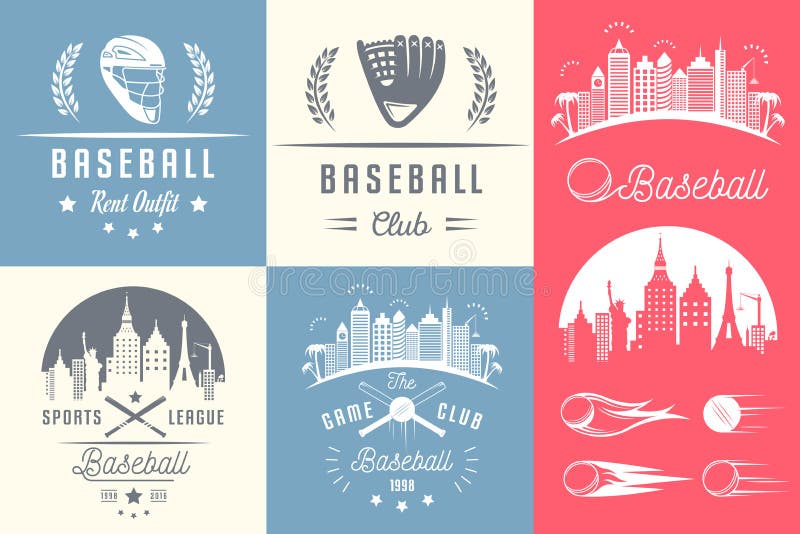 Set of Vintage Baseball Logos and Badges. Stock Illustration ...