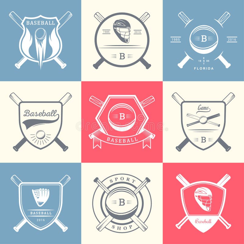 Set of Vintage Baseball Logos and Badges. Stock Illustration ...