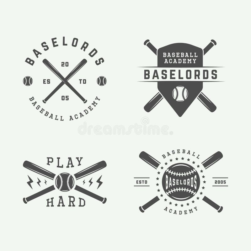 Set of Vintage Baseball Logos, Emblems, Badges Stock Vector ...