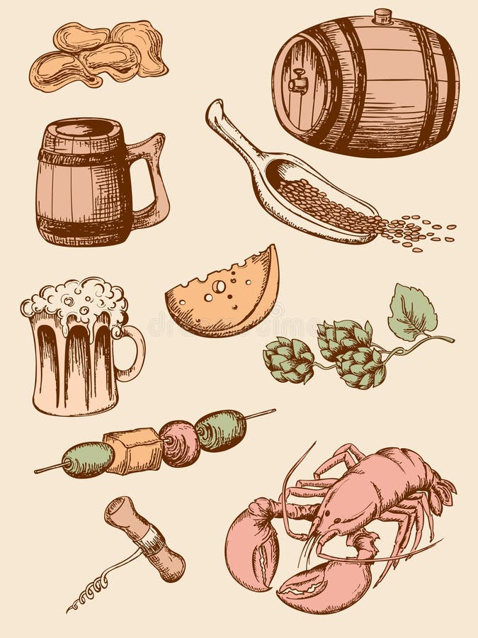 Set of vintage beer icons stock vector. Illustration of beverage - 18694661