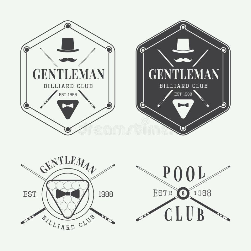 Set of Vintage Billiard Labels, Emblems and Logo Stock Vector ...