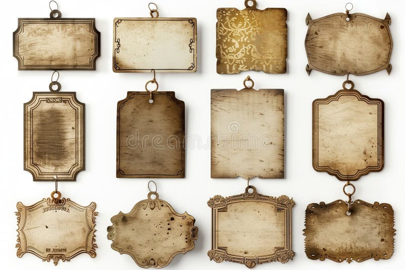 Set of Vintage Blank Tags and Labels on a White Background Ai Photo ...