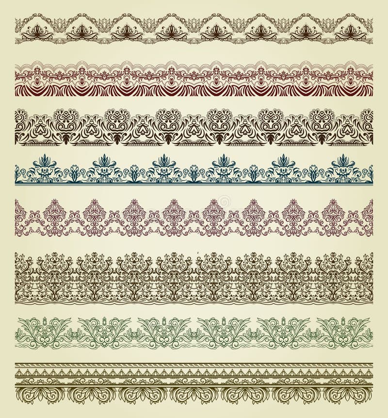 Set of vintage borders stock vector. Illustration of flower - 21270678