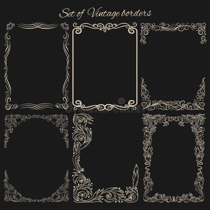 Set of Vintage borders. stock vector. Illustration of greeting - 44891861