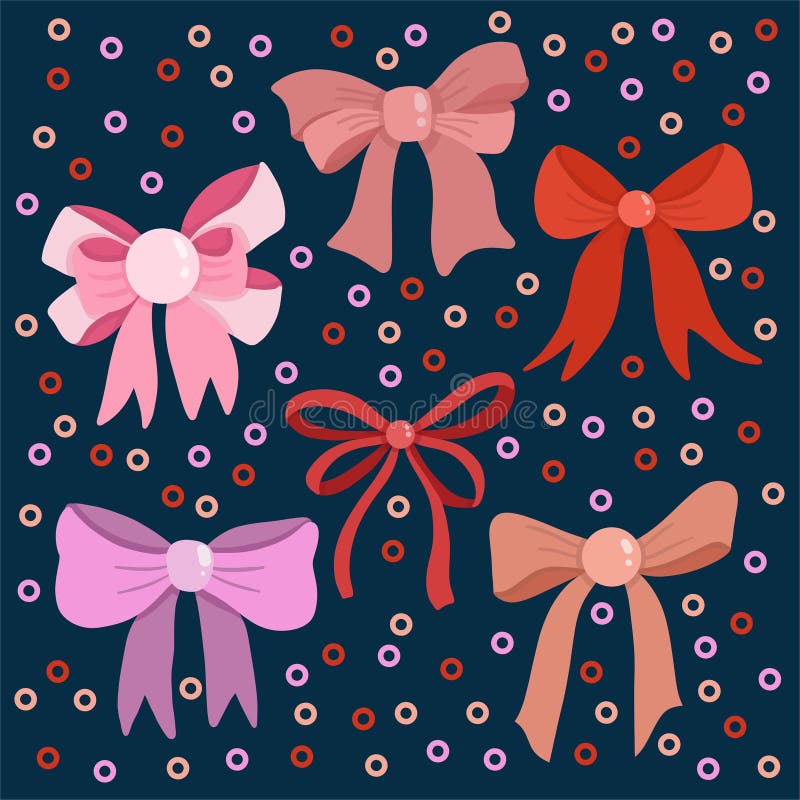 Set of Vintage Bows. Vector. Freehand Drawing for Your Design Stock ...