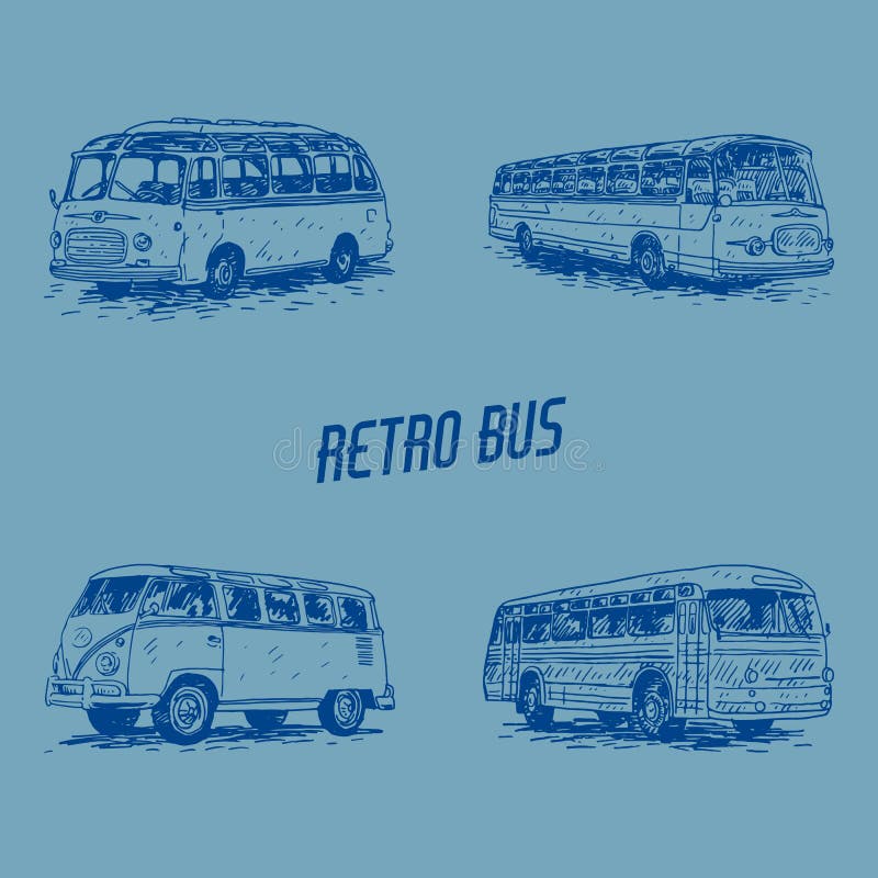 Bus Drawing Pencil Retro Stock Illustrations – 158 Bus Drawing Pencil ...