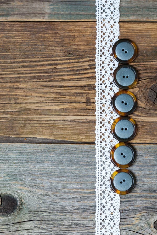 Set of Vintage Buttons and Lace Ribbons Stock Photo - Image of buttons ...