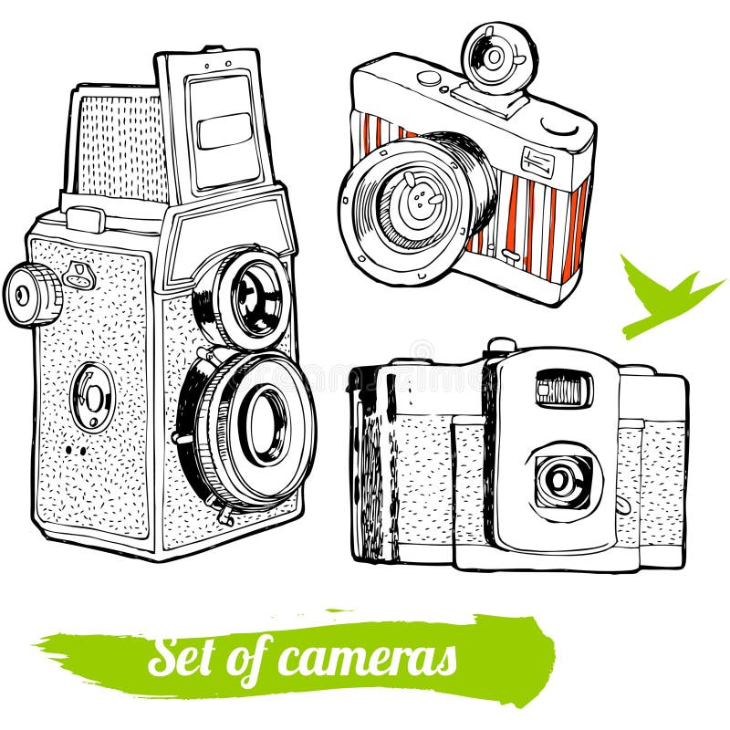 Cute Hand Drawn Vintage Camera Vector Illustration Stock Vector ...
