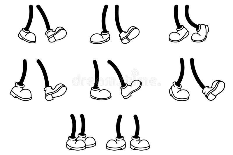 Set of Vintage Cartoon Feet in Shoes. Cartoon Boot Stock Vector ...