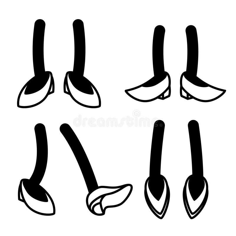 Set of Vintage Cartoon Feet in Shoes. Cartoon Boot. Comic Retro Feet in ...