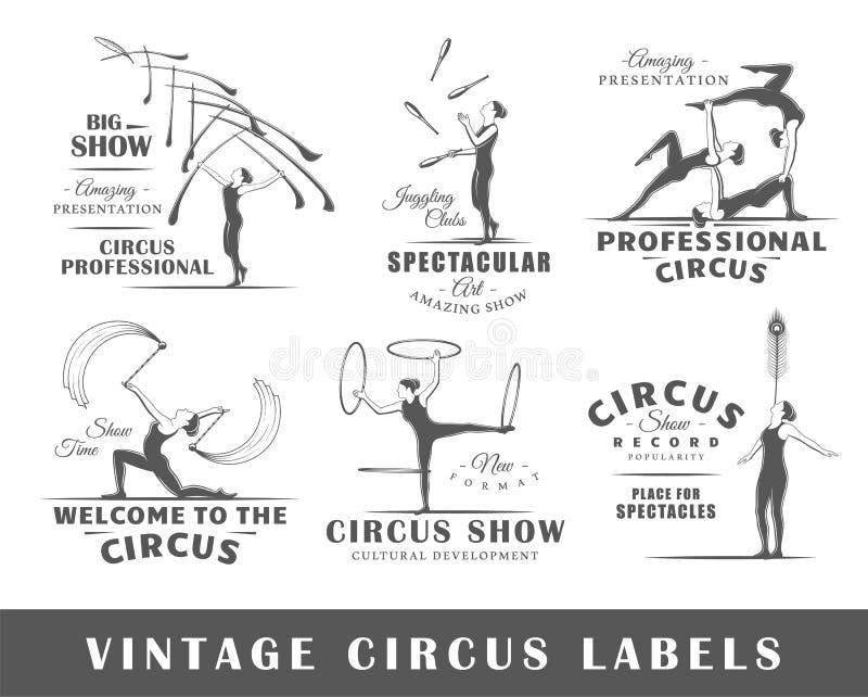 Set of Vintage Circus Labels Stock Vector - Illustration of card ...