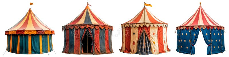 A Set of Vintage Circus Tents Isolated on a Transparent Background ...