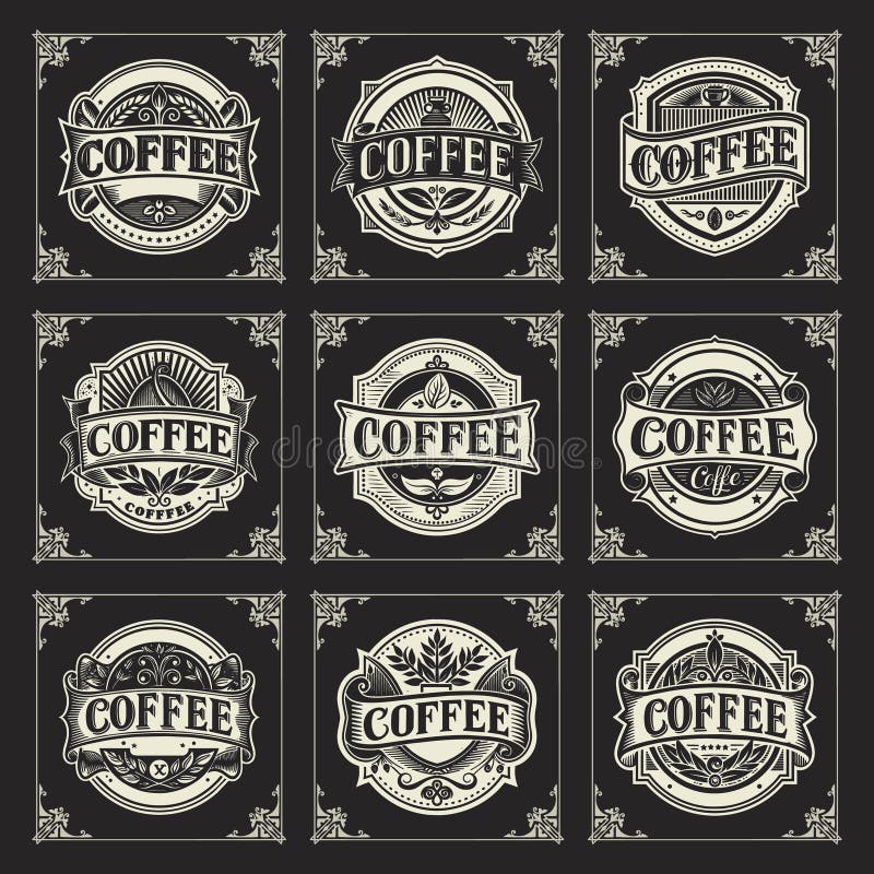 Set of Vintage Coffee Labels. Stamps for Packaging. a Set of Templates ...