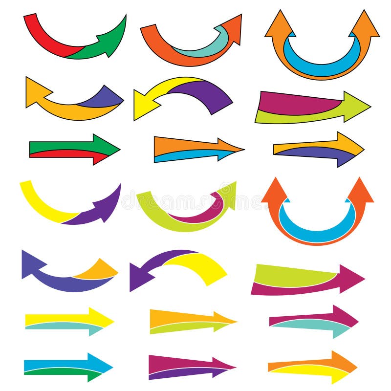 Set of Vintage Colored Arrow Icons Stock Illustration - Illustration of ...
