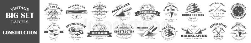 Set of Vintage Construction and Bricklaying Labels. Posters, Stamps ...