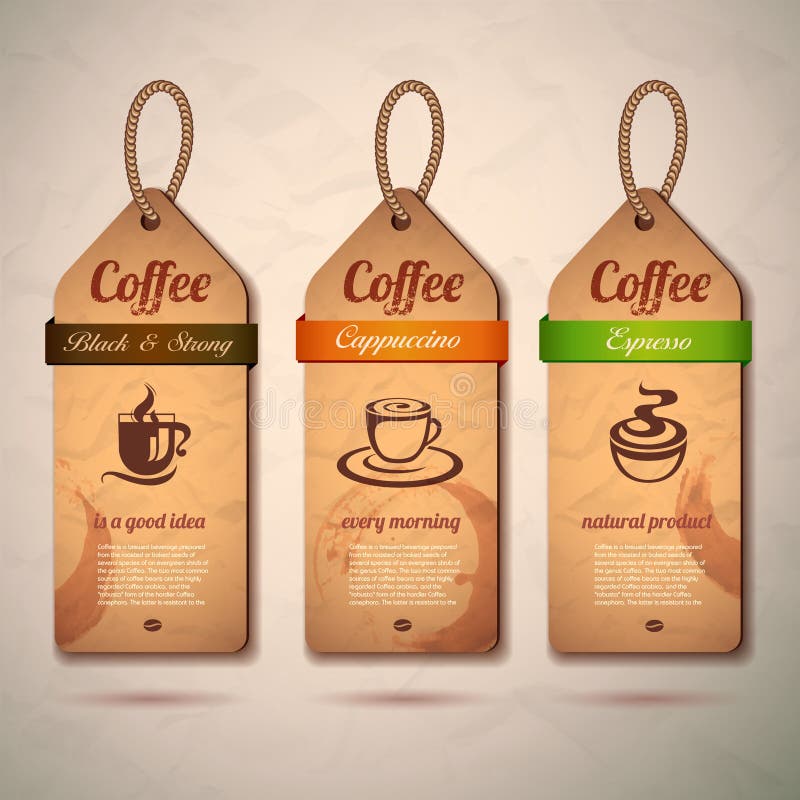 Set of Vintage Decorative Coffee Labels Stock Vector - Illustration of ...