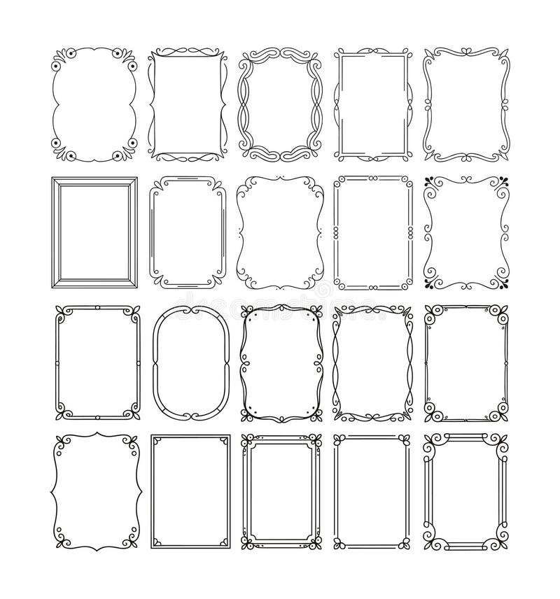 Set of Vintage Decorative Frame Borders Collection Stock Vector ...