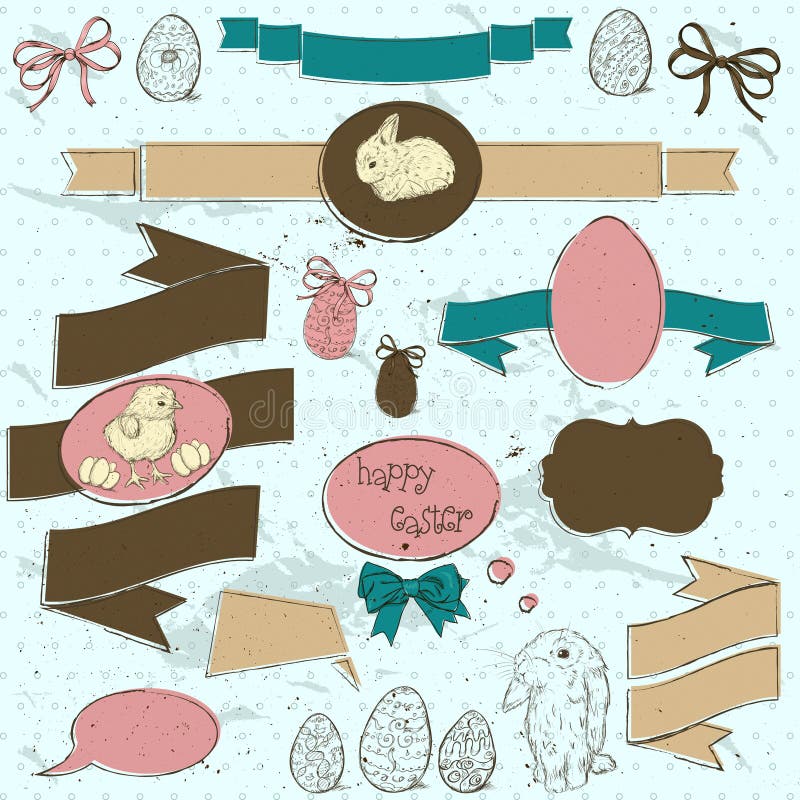 Tribal Egg and Easter Bunny Banners Set Stock Vector - Illustration of ...