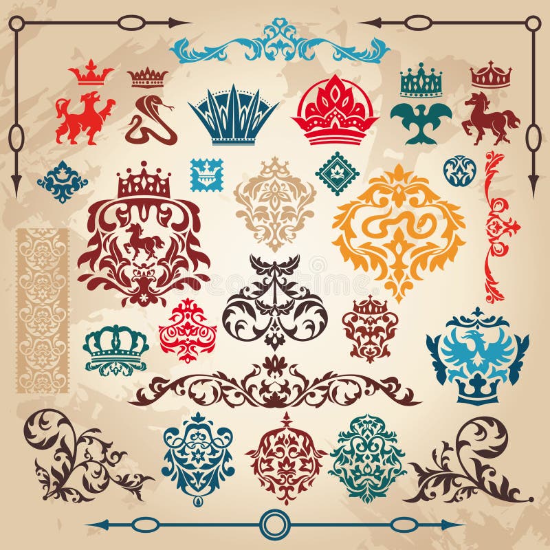 Set of Royal Vintage Frames Stock Vector - Illustration of decoration ...