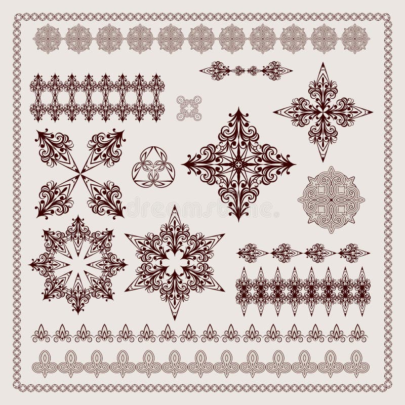 Set of Vintage Design Elements Stock Vector - Illustration of baroque ...