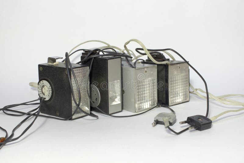 Set of Vintage Electronic Pulse Camera Flash with Hot Shoe Stock Image ...