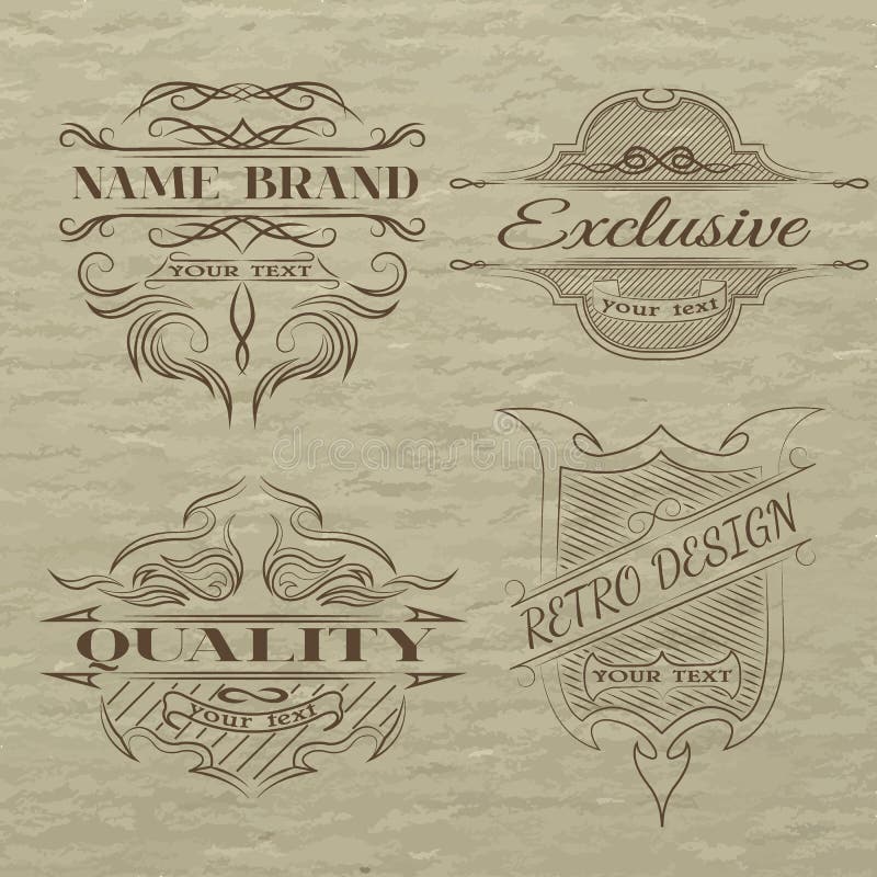Set of Vintage Emblem, with Space for Text. Stock Vector - Illustration ...