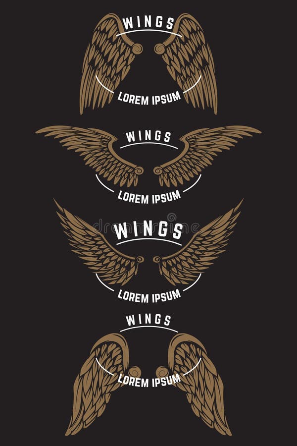 Set of Vintage Emblem Templates with Wings. Design Elements for Stock ...