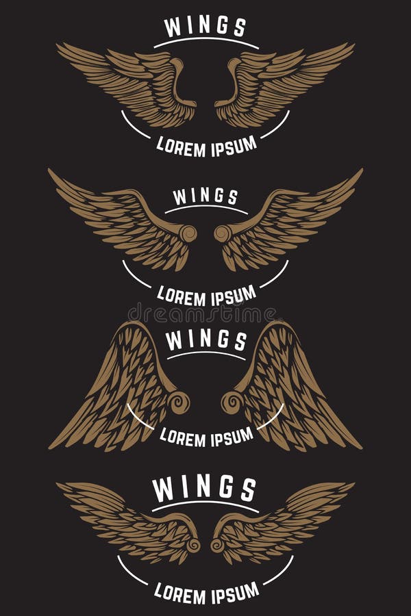 Set of Vintage Emblem Templates with Wings. Design Elements for Stock ...