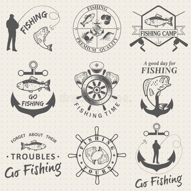 Vintage Fishing Icon stock vector. Illustration of lodge - 10709778