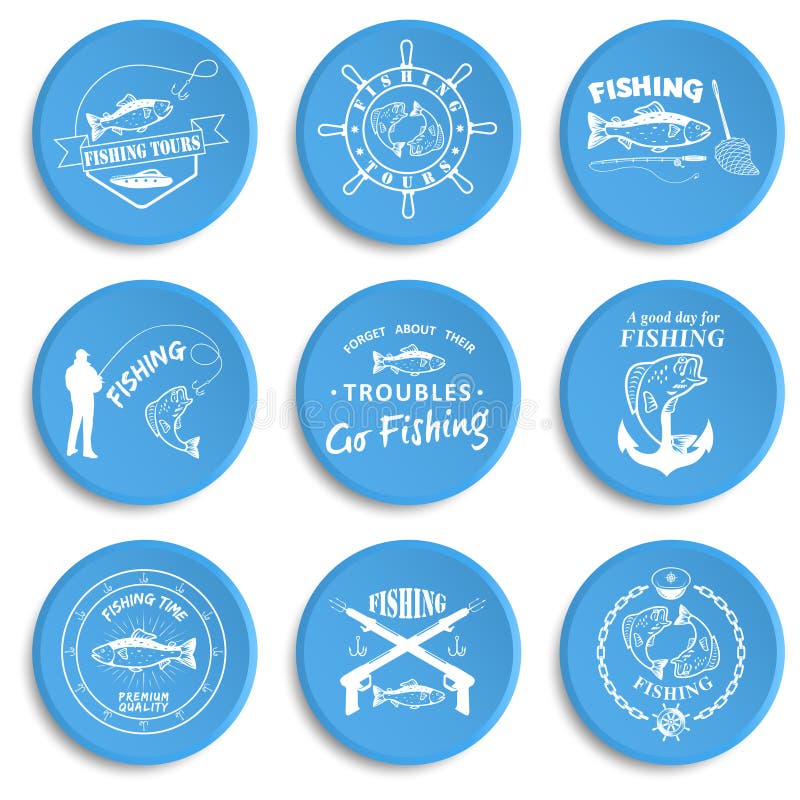 Set of Vintage Fishing Labels, Badges Stock Vector - Illustration of ...
