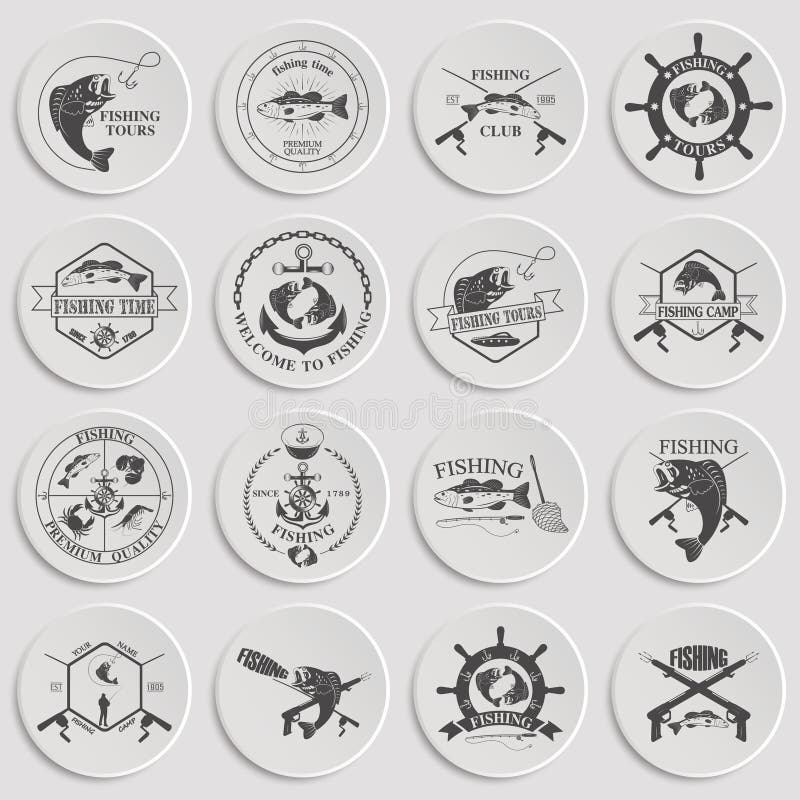 Set of Vintage Fishing Labels, Badges and Design Elements. Stock Vector ...