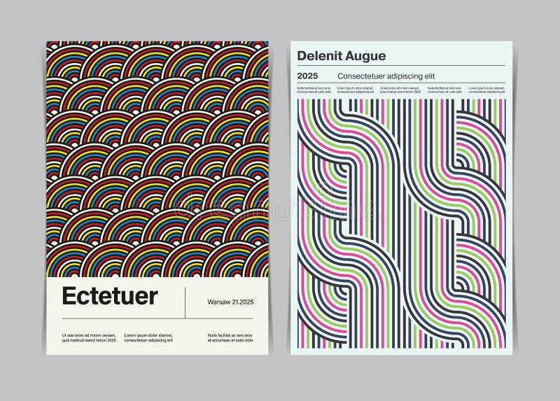 Set of Vintage Flyers Design Template with Circle Lines Pattern. Vector ...