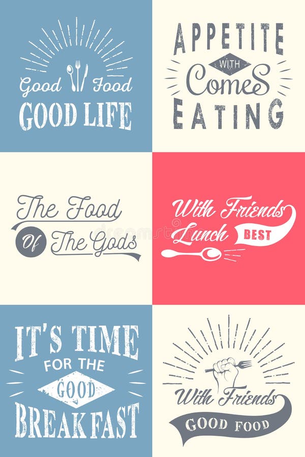 Set of Vintage Food Typographic Quotes Stock Illustration ...