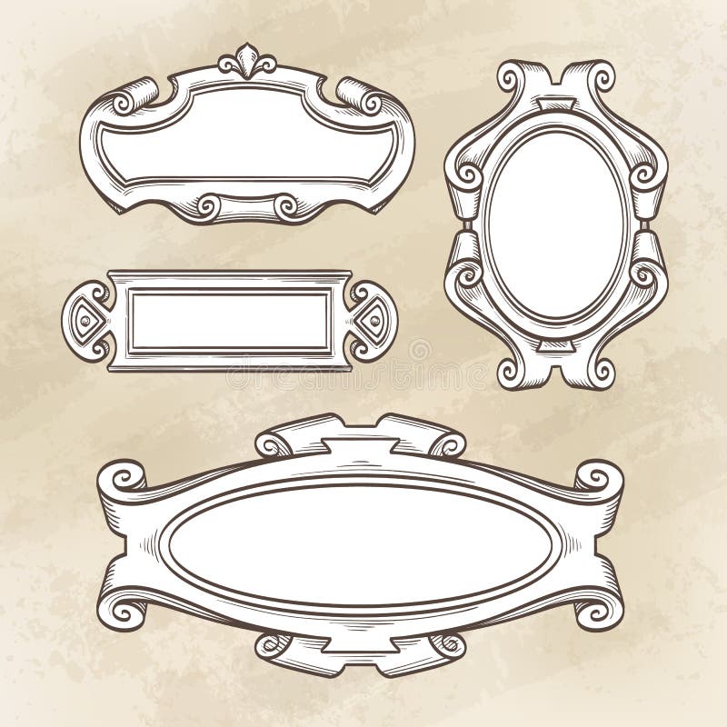 Set of vintage frames stock illustration. Illustration of frame - 77023536