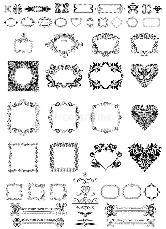 Round, Oval, Rectangular Vintage Victorian, Baroque Vector Frames Stock ...