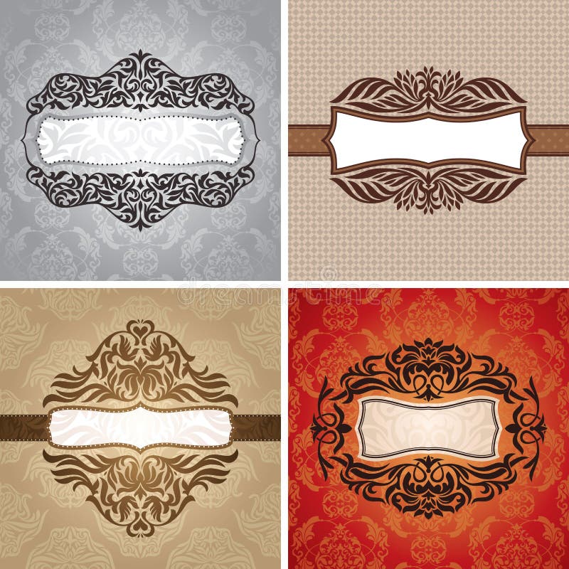 Set of vintage frames stock vector. Illustration of retro - 32280565
