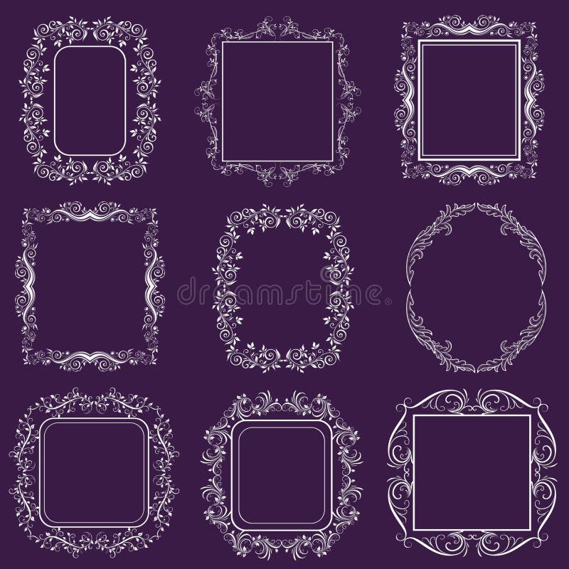 Set of vintage frames stock illustration. Illustration of vintage ...