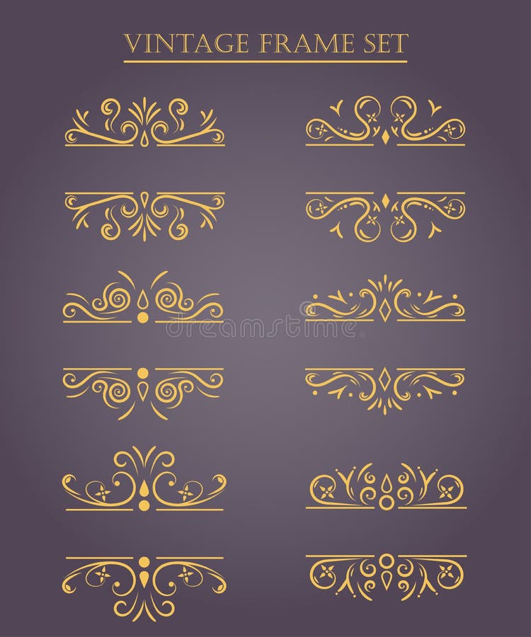 Set of vintage frames. stock vector. Illustration of decoration - 132711950