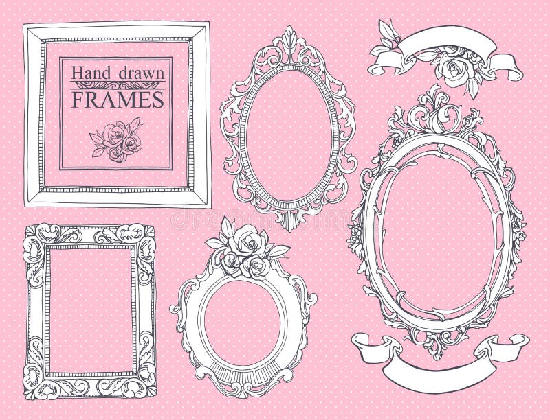 Set of vintage frames. stock vector. Illustration of decoration - 79810524