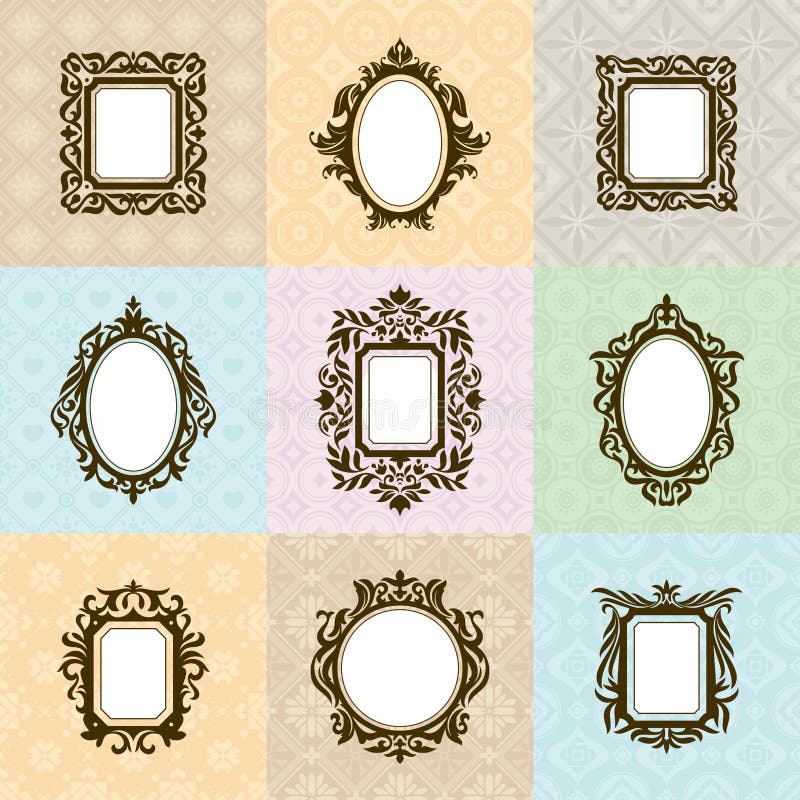Set of vintage frames stock vector. Illustration of flower - 51740548