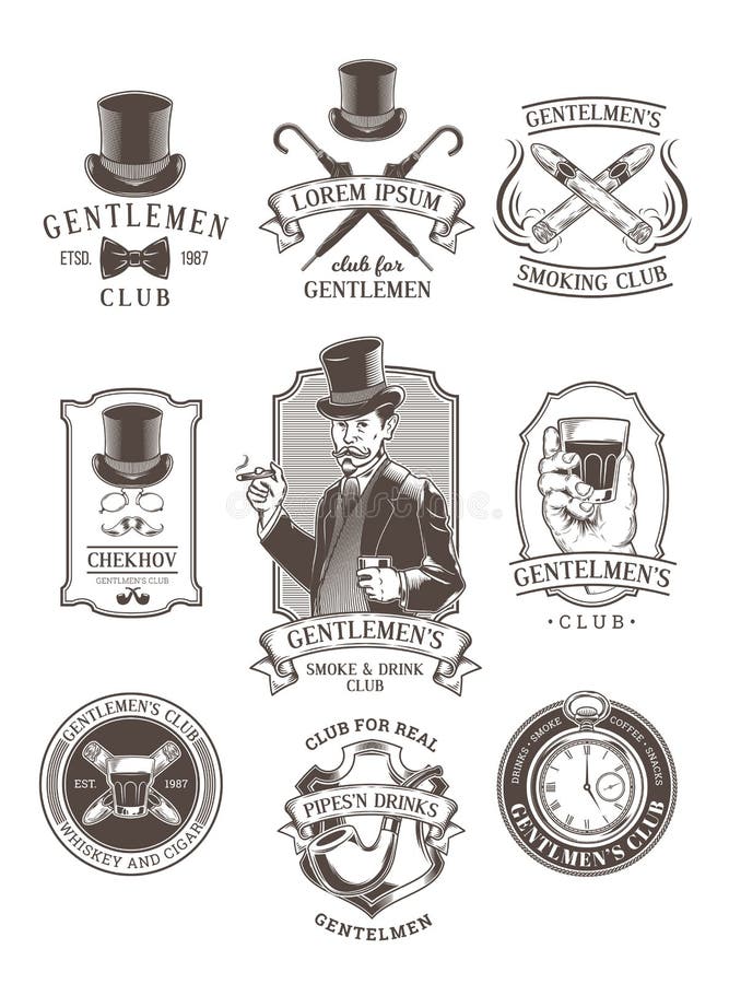 Set of Vintage Gentleman Emblems, Labels. Stock Illustration ...