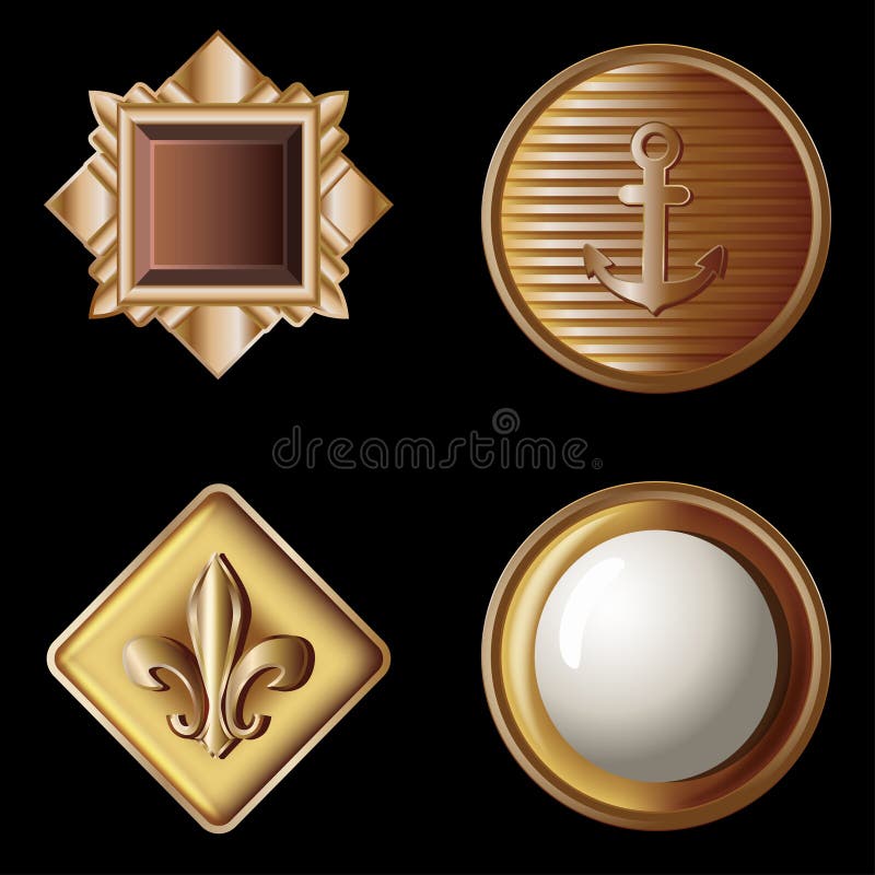 Set of Vintage Gold Buttons - Vector Illustration Stock Vector ...