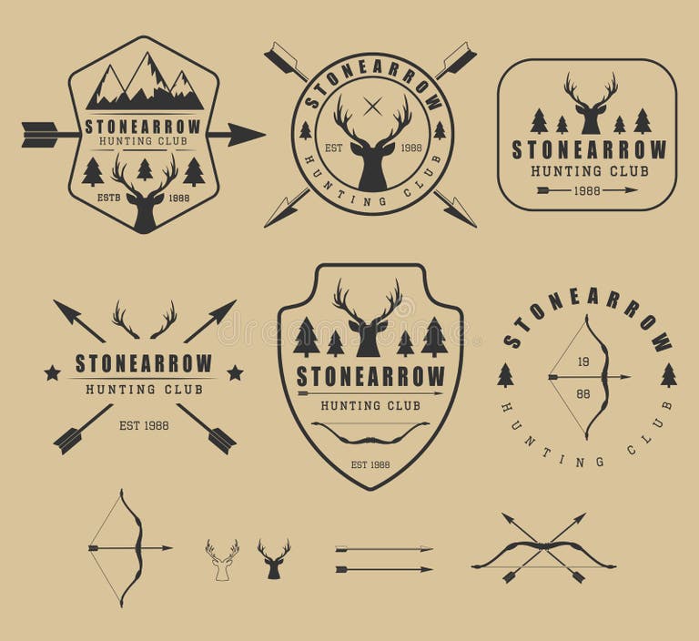 Set of Vintage Hunting Logos, Labels, Badges and Elements Stock Vector ...