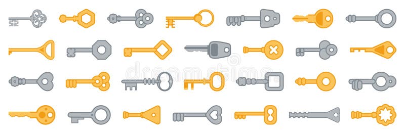 Set of Vintage Key in a Flat Design Stock Vector - Illustration of ...